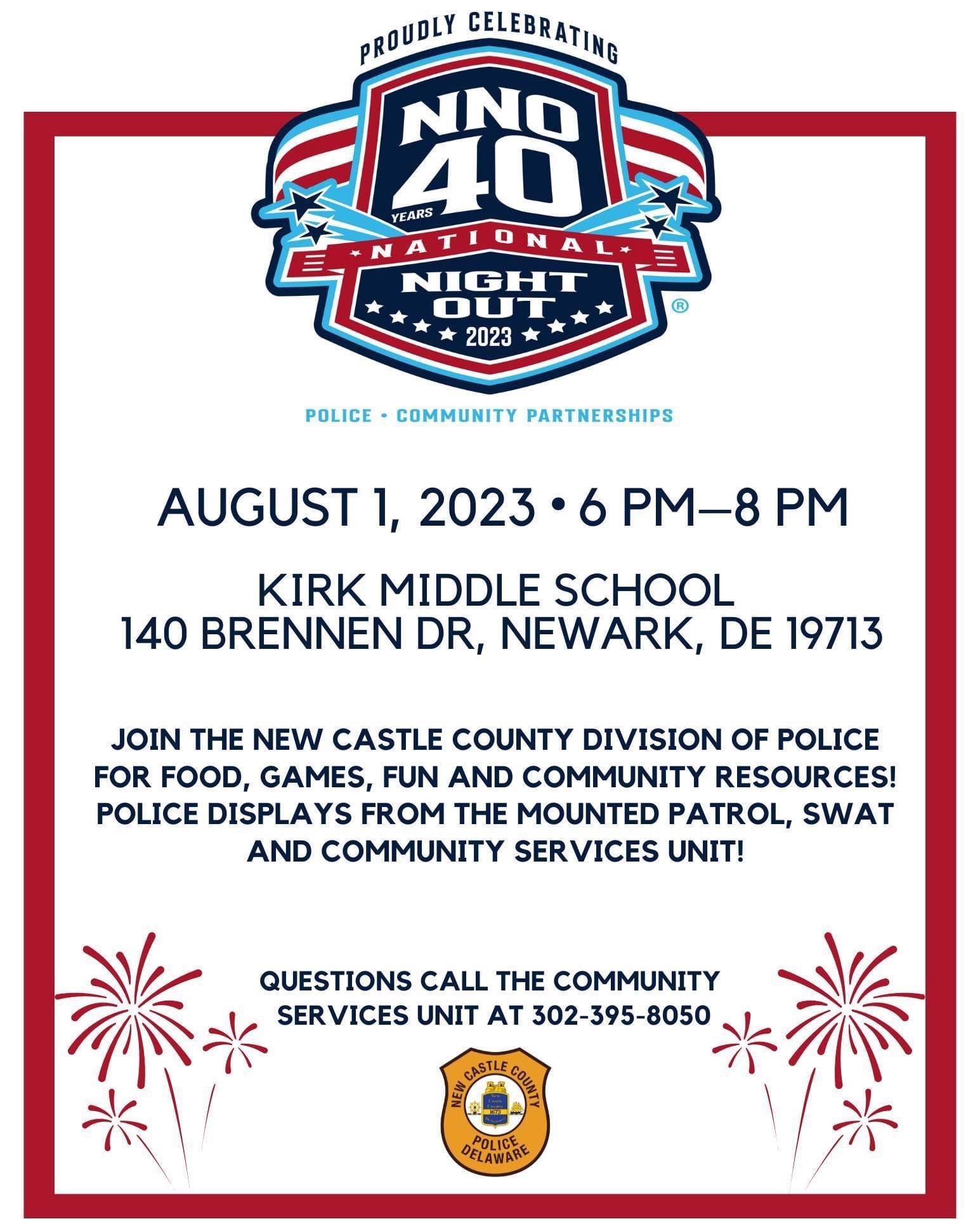 MEDIA ADVISORY – NATIONAL NIGHT OUT – New Castle County Police News