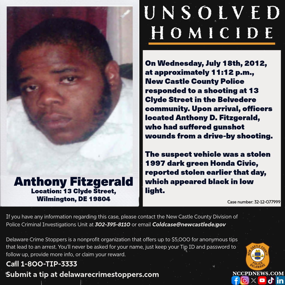 COLD CASE HOMICIDE: ANTHONY FITZGERALD (2012) – New Castle County ...