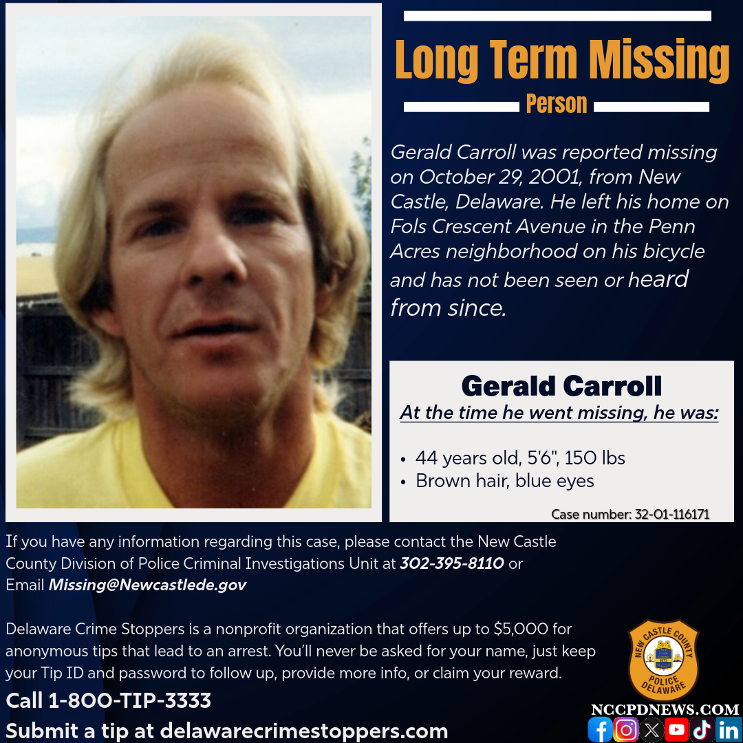 LONG-TERM MISSING PERSON – COLD CASE REVIEW: GERALD CARROLL (2001 ...